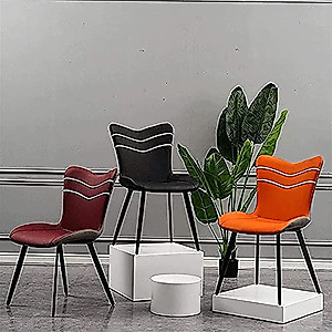 RILOOP Modern Leather Dining Chair,Home Living Room Side Chair Counter Lounge Computer Office Reception Chair with Metal Chair Legs Living Room Chairs/Ash White