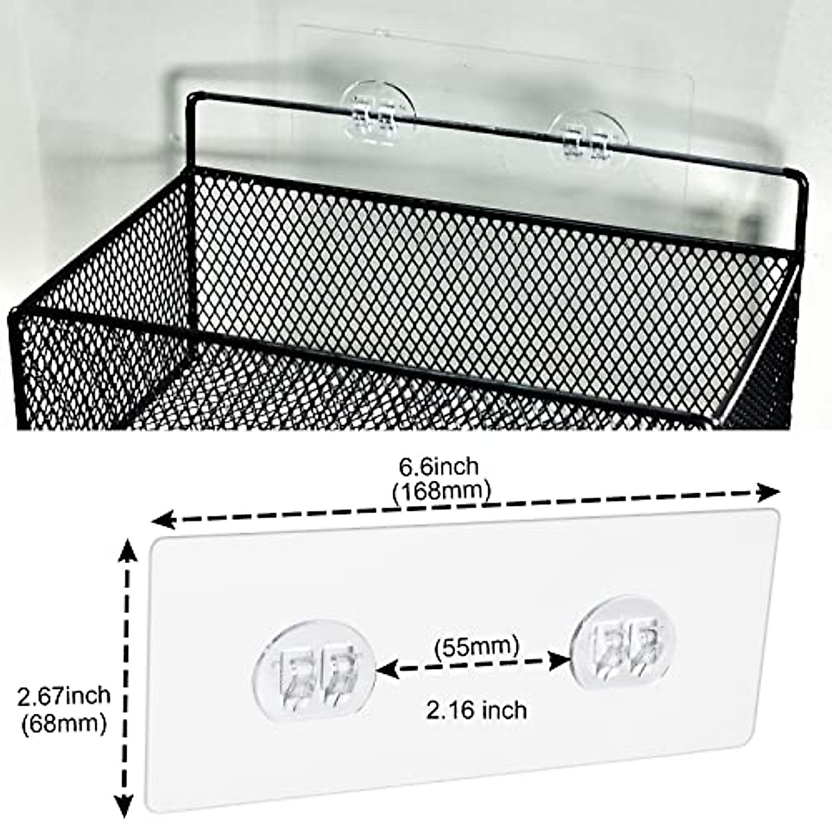 AccEncyc 2 Pack Shower Caddy Adhesive Replacement Heavy Duty Strong Sticky Hooks for Bathroom Shower Caddy Corner Shelf Clear - Double Hook