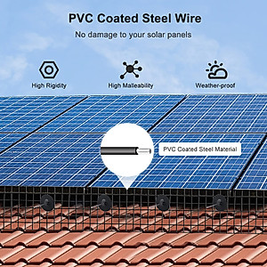 ZeroPone 8inch x 100ft Solar Panel Bird Guard,Critter Guard for Solar Panels w/ 100pcs Stainless Steel Fasteners,Removable PVC Coated Guard Wire for Squirrel,Bird,Critters Proofing