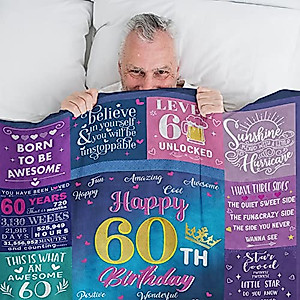 Xinvery 60th Birthday Gifts Blanket for Women Men,60th Birthday Decorations Blanket for Her 60 Year Old Birthday Gifts Ideas for Sister Friend Wife Husband Throw Blankets 50" x 60"
