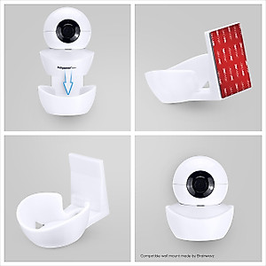 BRAINWAVZ Wall Mount for BabySense V43 Baby Monitor Camera - Adhesive Holder, Easy to Install, No Tools Needed, No Mess, No Drilling, Strong Mount, White