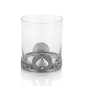 Royal Selangor Pewter Spades Whiskey Tumbler 10oz - Ace Collection Luxurious Cognac/Bourbon/Scotch/Cocktail Drinking Glass