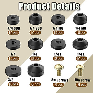 116 PCS Faucet Washer Assortment Kit Outdoor Faucet Repair Kit with Brass Screws Flat and Beveled Washers for Use with Assorted Quick-Opening Style Faucets Stem Worn Out Washer Replacements (116 PCS)