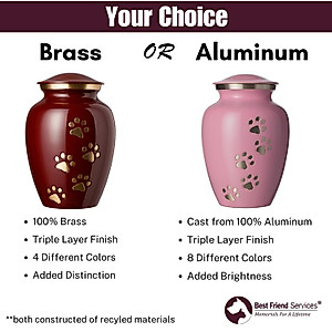 Best Friend Services Pet Urn for Dogs and Cats with Personalized Laser Engraving, Ottillie Paws Premier Series Memorial Urns (Medium Amethyst Purple with Horizontal Pewter Paws)