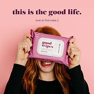 Goodwipes Flushable Butt Wipes Made with Vitamin E & Aloe - Soft & Gentle Wet Wipe Dispenser for Home Use, Septic & Sewer Safe - Largest Adult Toilet Towelettes - Rosewater, 360 Count (6 Packs)