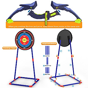 2 Pack Bow and Arrow Set for Kids, Light Up Archery Set with 14 Suction Cup Arrows, Archery Targets Outdoor Games for Kids Ages 4-8 8-12, Birthday Gifts Toys for 5 6 7 8 9 10 11 12 Year Old Boys Girls