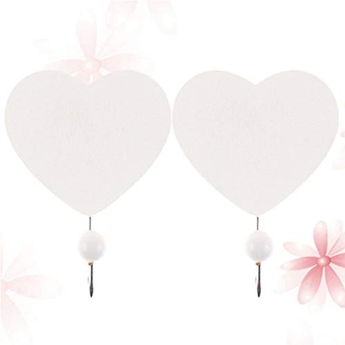 BESPORTBLE 2pcs Heart Shaped Wall Hook Coat Hooks Wall Mounted Coat Rack Closet Hooks Door Hook Hanger Home Organizer White