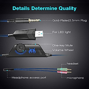 DIZA100 G9000 Gaming Headset Headphone 3.5mm Stereo Jack with Mic LED Light for Xbox One S/Xbox one/PS4/Tablet/Laptop/Cell Phone (Blue.)