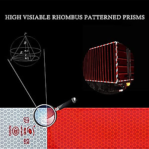 Z-oneMart 20Pcs Red White Micro Prismatic Sheeting Reflective Tape 2" X 12' Waterproof Reflector Tape Self-Adhesive Reflector Sticker Conspicuity Safety Warning Tape for Truck Trailer Pickup