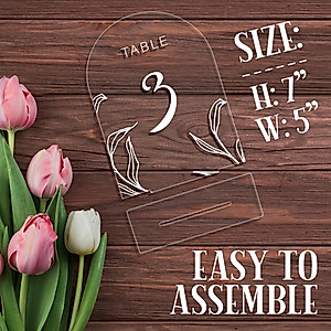 Clear Arch Wedding Table Numbers with Stands 1-15, With Two Additional Table Signs for Guestbook, Gift & Card, 5X7 Acrylic Display Signs & Holders, Pack of 17, Perfect for Centerpiece, Reception, Decoration, Party, Anniversary, Event