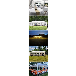 10'x30'x8.5' White Outdoor Gazebo Canopy Tent 8 Removable Walls, for Wedding Tent Party Tent Meeting Tent Camping Tent Commercial Use Backyard Events Etc, Easy to Assemble, Elegant Design