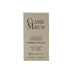 Parfums Belcam Classic Match for Men, Inspired by Designer Eau de Toilette Spray, 2.5 Fl Oz