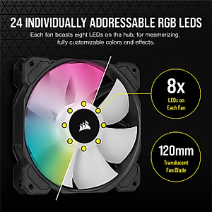 CORSAIR iCUE SP120 RGB ELITE Performance 120mm PWM Triple Fan Kit with iCUE Lighting Node CORE - Black