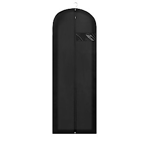 Beiskll Dress Bags for Gowns Long, 65'' Garment Bags for Hanging Clothes and Travel, Suit Bag for Storage, Clear Foldable Garment Bag (Black)
