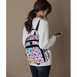 Luminous Geometric Backpacks Women Purses and Handbags Holographic Reflective Bags Iridescent Backpack A1