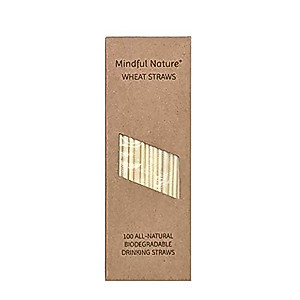 Mindful Nature® Wheat Straws - 100 All-Natural Drinking Straws - Single use, Disposable, Biodegradable, and Compostable