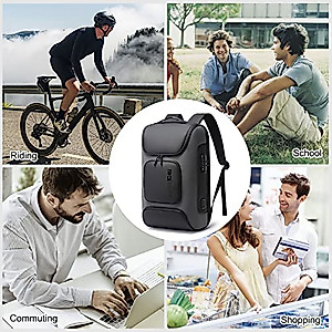 FANDARE Anti-theft Backpack Business Laptop Handbag Travel Large Daypacks fits 15.6 Inch Laptop with USB Charging Port Computer Bag for Women Men Waterproof Rucksack Grey