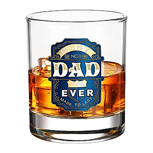 Luka Tech Gifts For Dad From Son Daughter, Vintage Whiskey Glass Tumbler 11oz with 3D Metal Badge,Unique Birthday Gifts for Dad,Men,Grandpa,Father,Fathers Day