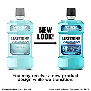 Listerine Ultraclean Oral Care Antiseptic Mouthwash, Everfresh Technology to Help Fight Bad Breath, Gingivitis, Plaque & Tartar, ADA-Accepted Tartar Control Oral Rinse, Cool Mint, 1 L