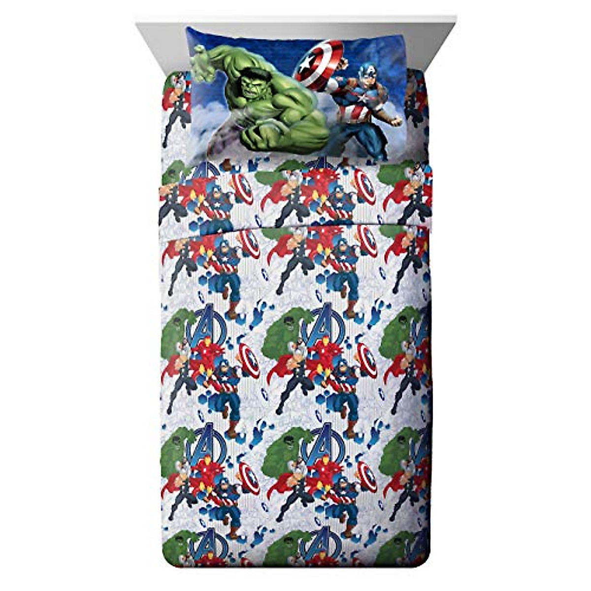 Jay Franco Marvel Avengers Blue Circle Bed Set, Twin