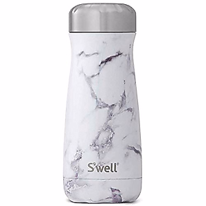 S'well Stainless Steel Traveler - 16 Fl Oz - White Marble - Triple-Layered Vacuum-Insulated Travel Mug Keeps Coffee, Tea and Drinks Cold for 24 Hours and Hot for 12 - BPA-Free Water Bottle