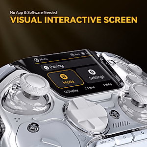 ManbaOne Interactive Screen Wireless Gaming Controller for PC/Switch/iOS/Android,Hall Effect Stick & Trigger,RGB Lighting,Remappable Buttons,1800mAh with Charging Dock (White)