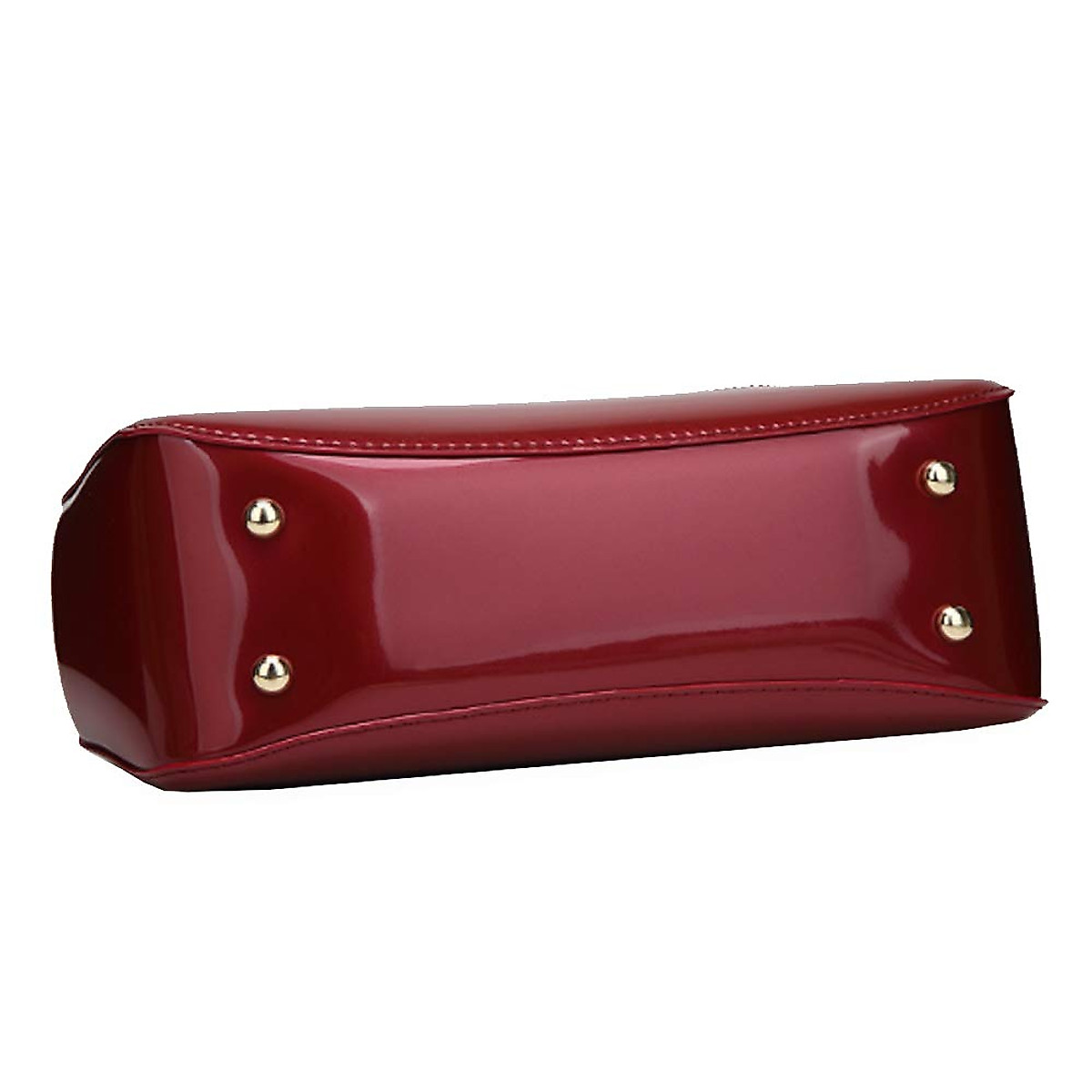 Rullar Women Elegant Handbag and Purse Top Handle Bag Patent Leather Tote Satchel Shoulder Clutch Crossbody Bag with Pendant Burgundy