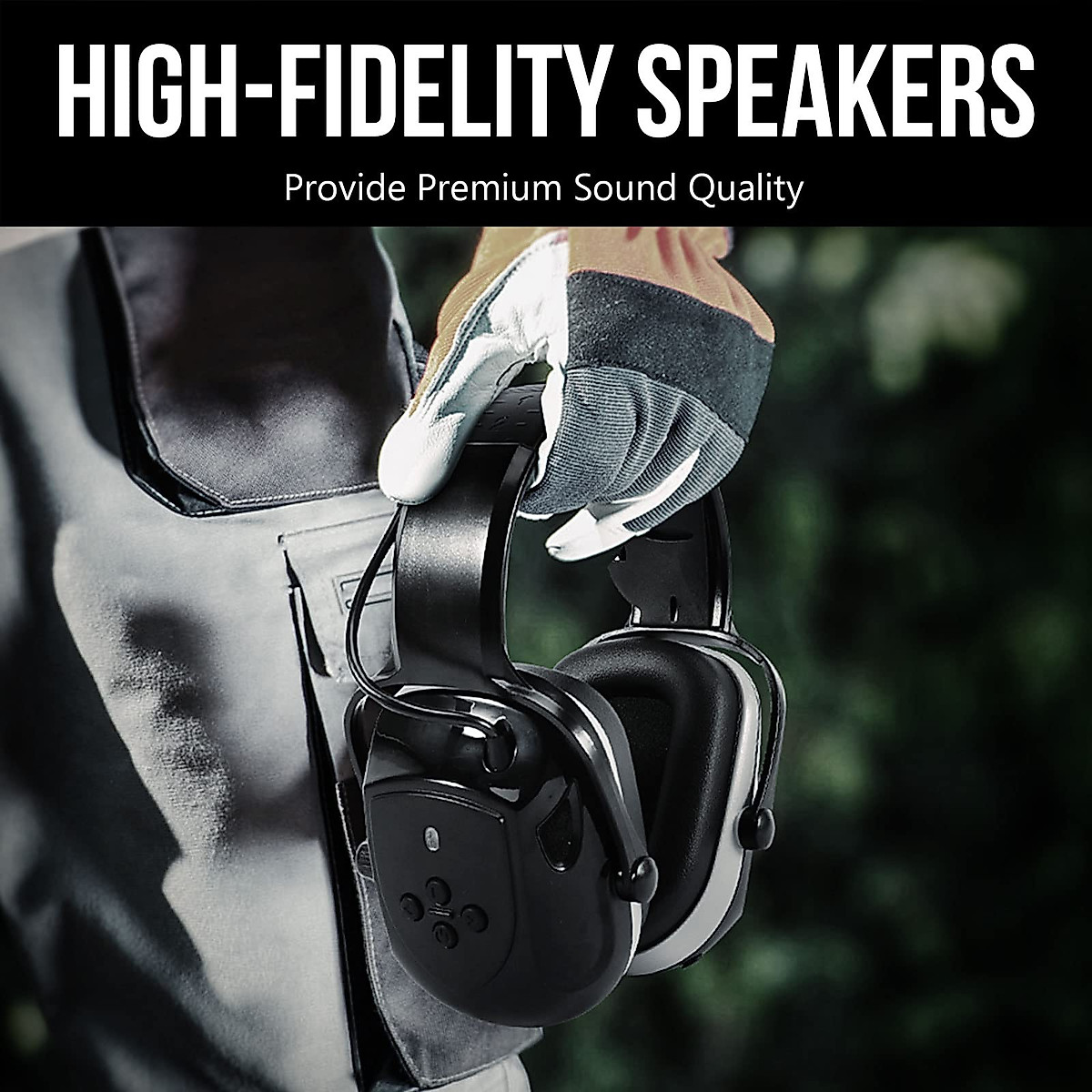 Muffpro Bluetooth Hearing Protection Ear Protection with Safety Glasses, NRR 25 dB Noise Canceling Earmuffs for Snowblowing, Mowing, Construction