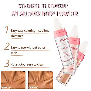 Polvo De Hadas Highlighter Powder Stick, Body Glitter Powder Stick, High Gloss Fairy Glitter, Sparkle Patting Powder, for Face Eyes Lips Hair Body, Christmas Gifts for Girls (#01 White Moonbeam)