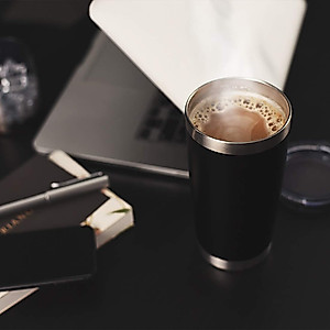 DOMICARE 20oz Stainless Steel Tumbler Bulk with Lid, Double Wall Vacuum Insulated Travel Mug, Powder Coated Coffee Cup, Powder Black, 12 Pack