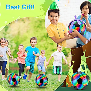 Retisee 2 Pcs Rainbow Soccer Ball Official Size with Pump Machine Stitched Indoor Outdoor Sport Inflatable Soccer for Child Teen Adult Back to School Gift(Size 3)