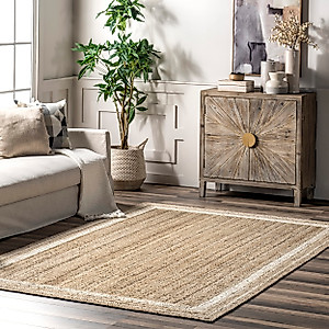 nuLOOM Rikki Coastal Braided Jute Area Rug, 6' Square, Off-white