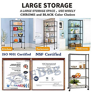 5 Tier Wire Shelving Unit with Wheels Metal Storage Shelves NSF Wire Shelf Adjustable Layer Rack for Pantry Closet Kitchen Laundry Organization in Black,14”Wx30”Dx60”H