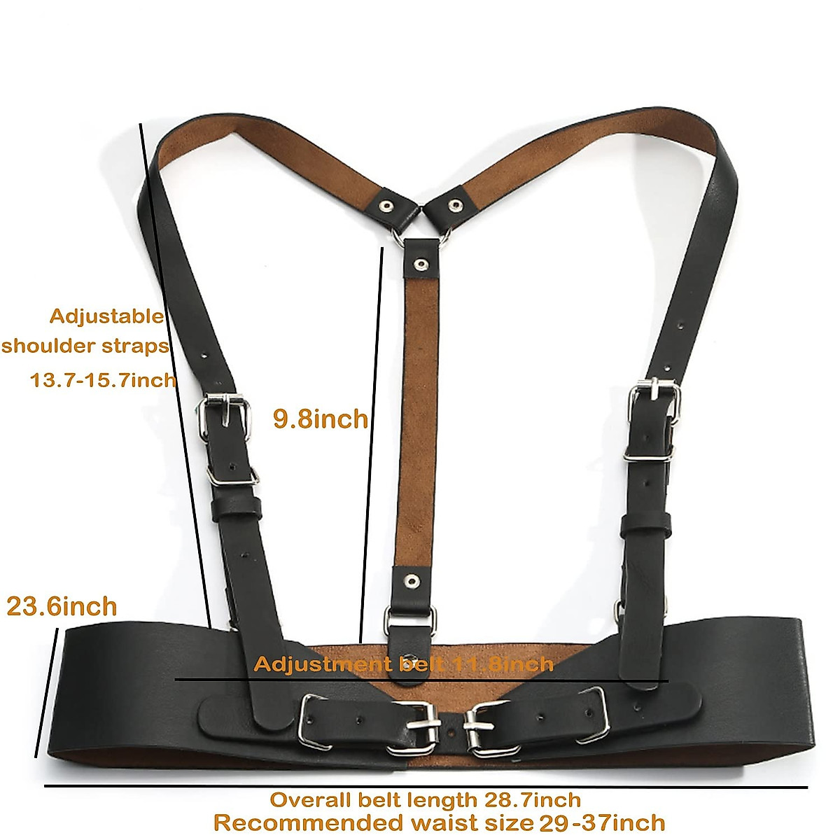AONEWIN Women's Body Leather Harness Punk Belt Skinny Body Adjustable Suspender For Dresses (black medium)