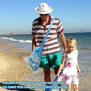 RIMOBUL Sand Away Beach Treasures Seashell Pocket Mesh Bags - Set of 2 (Large) (Baby Blue)