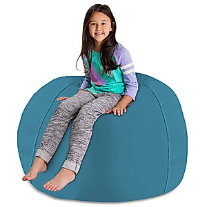 Posh Stuffable Kids Stuffed Animal Storage Bean Bag Chair Cover - Childrens Toy Organizer, X-Large 48" - Heather Teal