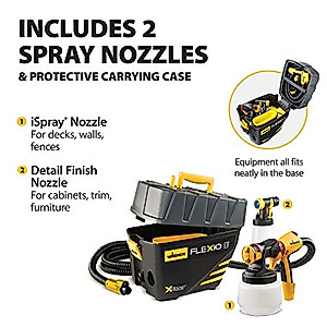 Wagner Spraytech 0529091 FLEXiO 5000 Stationary HVLP Paint Sprayer, Sprays Most Unthinned Latex, Includes two Nozzles, iSpray Nozzle and Detail Finish Nozzle, Complete Adjustability for All Needs