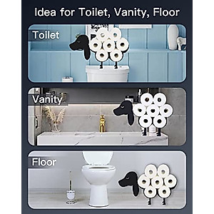 Dachshund Toilet Paper Storage, Funny Dog Wall Mounted or Free Standing Bathroom Toilet Paper Holder, Metal 8 Rolls Tissue Organizer for Home Decor