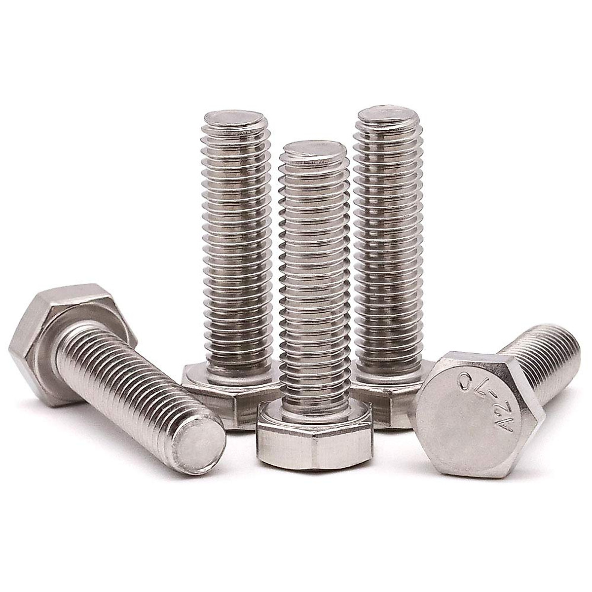 1/2-13 x 1 (8 PCS) Stainless Steel Hex Bolts, Hex Head Screws, Full Thread, Coarse Thread, Plain Finish, Machine Thread, Stainless Steel 304 (18-8)