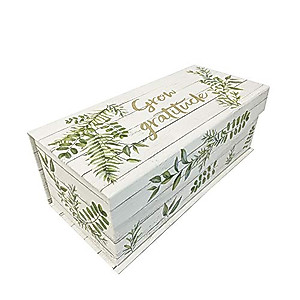 VOTUM Set of 3 Nesting Hinged Lid Storage Boxes - Decorative Stackable Spiritual Paperboard Containers with Magnetic Tab Clasp - Inspirational Phrases (Grow Gratitude)