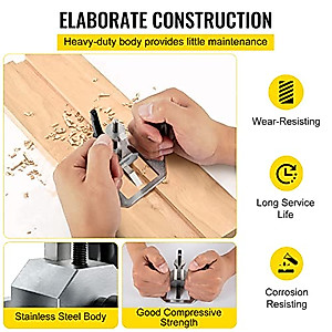 VEVOR Router Plane,Handheld Woodworking Tool, Adjustable Blade Hand Planer, Upgrade Trapezoidal Thread Wood Shaver w/Depth Stop, High Configuration Handheld Woodworking Tool for DIY Industry