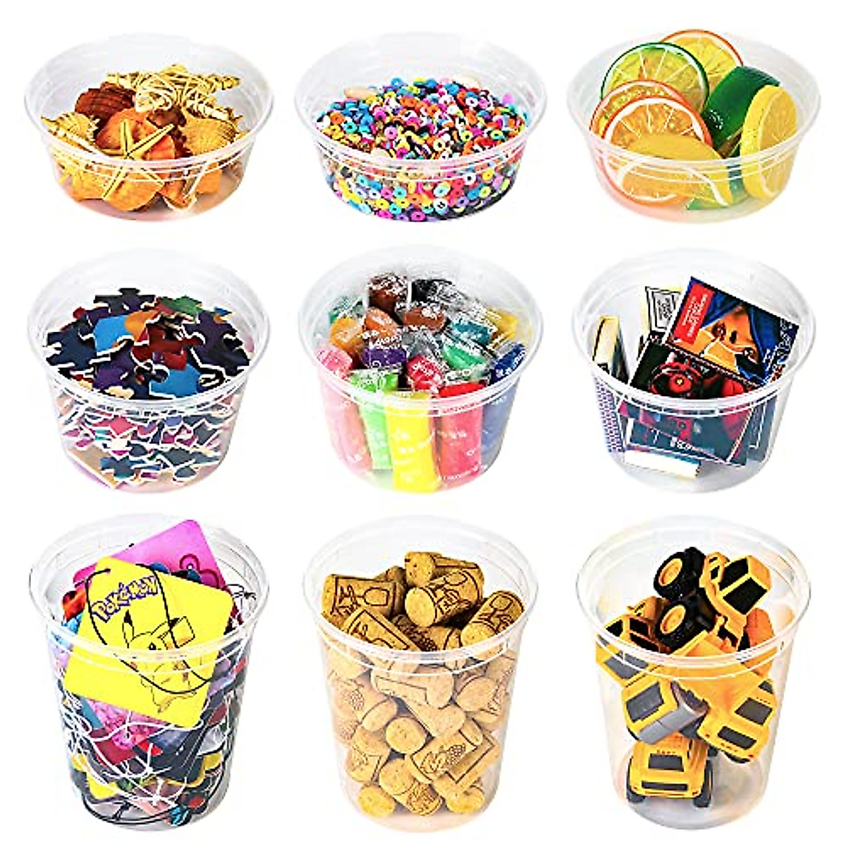 NutriBox [44 Pack] Three Sizes Food Storage Plastic Deli Containers with Airtight Lids 8 oz, 16 oz, 32 oz, BPA Free, Reusable, Microwaveable, Dishwasher, Freezer Round Clear Takeout Containers