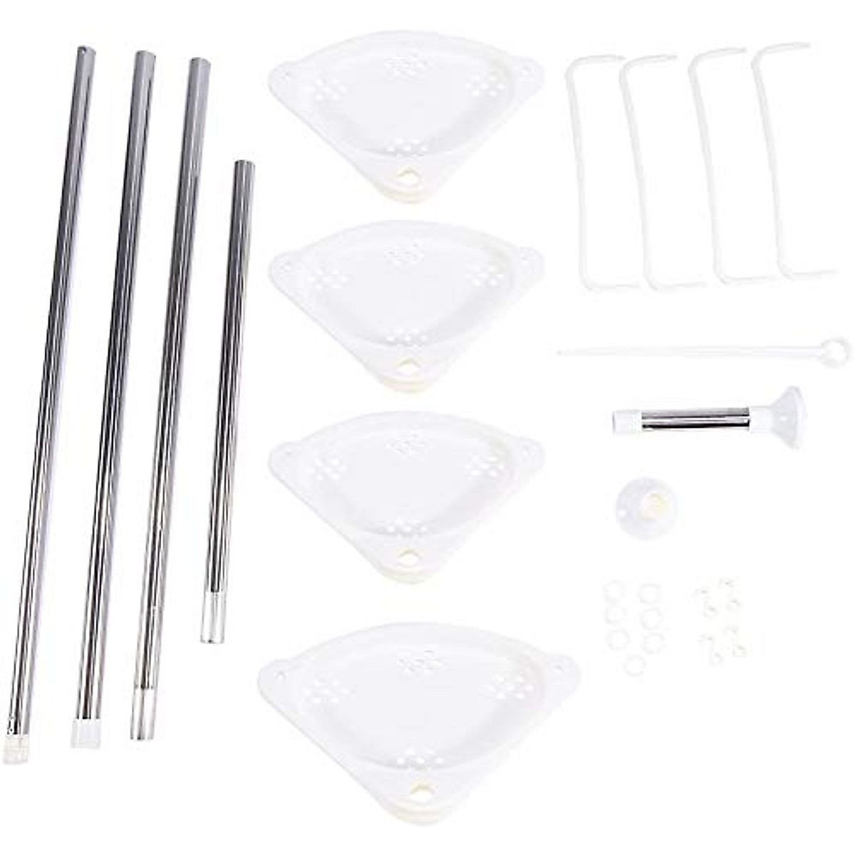 Bathroom Shower Storage Constant Tension Pole Shower Caddy Tension Pole Storage Shelves, Stainless Steel Rod, Adjustable Bathroom Shower Caddy for Shampoo Soap Tower, White