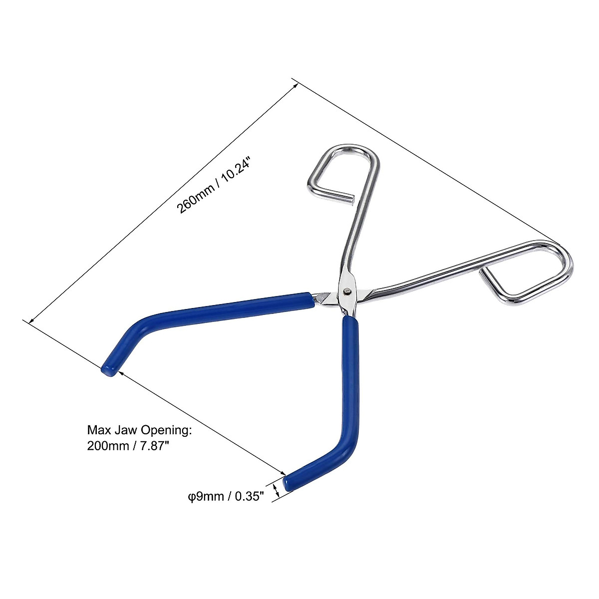 uxcell Lab Beaker Tongs Stainless Steel Chrome Plated 10-inch Opens Up to 200mm Width Blue