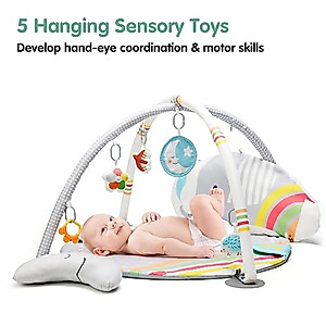 Lupantte 4-in-1 Baby Play Gym, Activity Gym Ball Pit with Detachable Anti-Slip Thickening Tummy Time Mat with Sensory Toys for Newborn Infant Toddler to Develop Motor&Cognition,Include 40 Balls