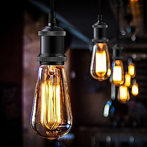 TORCHSTAR Vintage Edison Light Bulbs 60W, ST64 Edison Bulb Dimmable, Antique Squirrel Cage Bulbs, E26 Base, 2200K Amber Warm, Vintage Light Bulb for Pendant Light, No Flicker, Amber Glass, Pack of 6