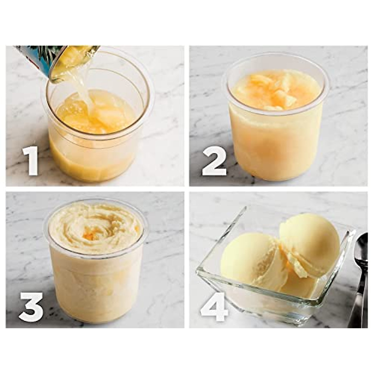 Pints 4 Pack, Compatible with NC299AMZ & NC300s Series Creami Ice Cream Makers, BPA-Free & Dishwasher Safe, Color Lids, 1, Clear/Grey/Lime/Pink/Acqua