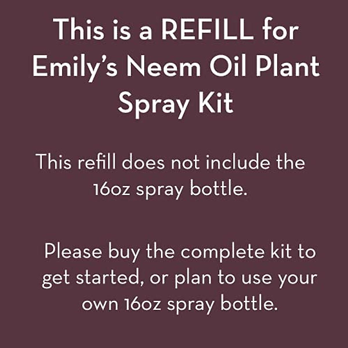 Refill Kit for Emily's Naturals Neem Oil Plant Spray - Makes 48oz - Spray Bottle Not Included