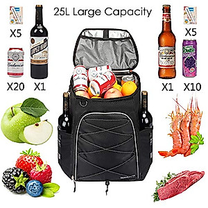 SEEHONOR Insulated Cooler Backpack Leakproof Soft Cooler Bag Lightweight Backpack Cooler for Lunch Picnic Fishing Hiking Camping Park Beach, 25 Cans