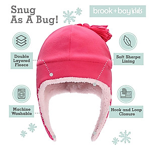 Brook + Bay Toddler Hat & Glove Set - Toddler Mittens & Winter Hat - Baby Fleece Hat for Infant Kids Set 6-18 months - Pink